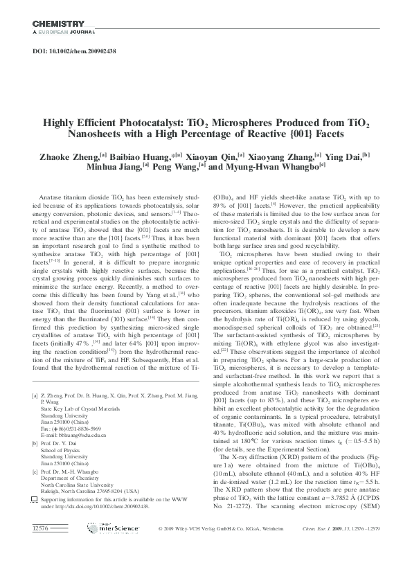 (PDF) Highly Efficient Photocatalyst: TiO 2 Microspheres Produced from ...