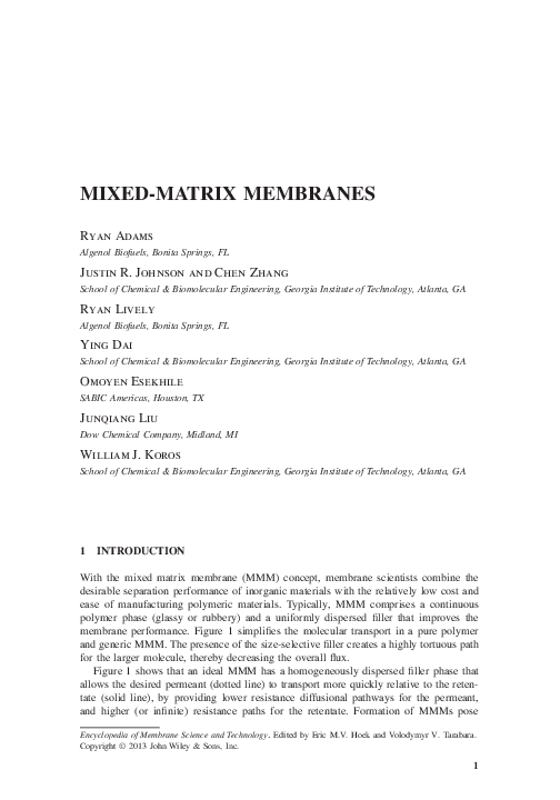 (PDF) Mixed-Matrix Membranes