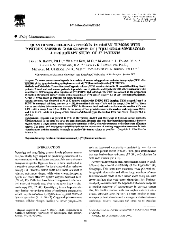 (PDF) Quantifying regional hypoxia in human tumors with positron ...