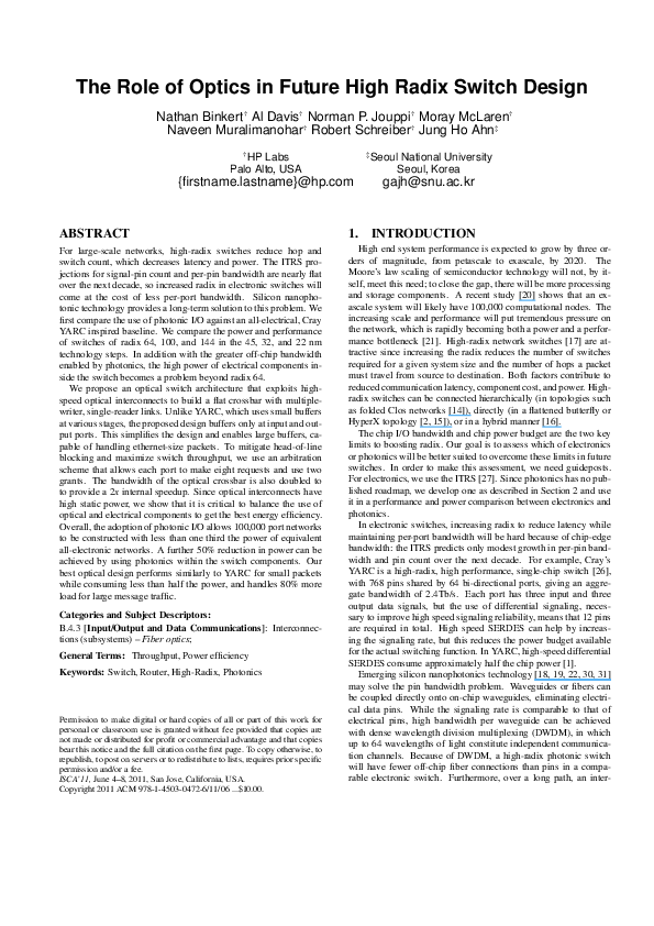 (PDF) The role of optics in future high radix switch design