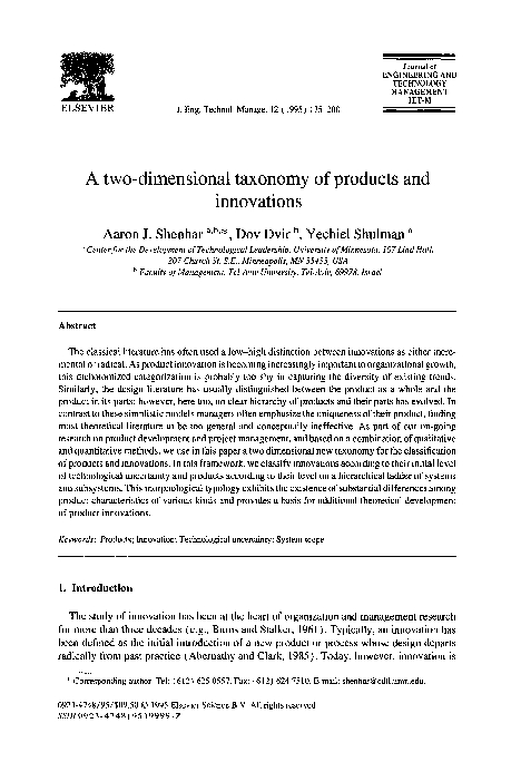 (PDF) A two-dimensional taxonomy of products and innovations
