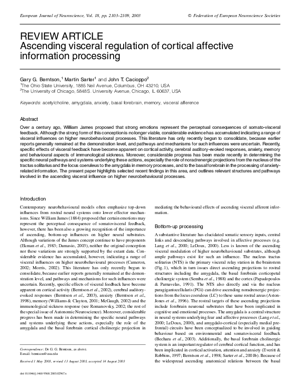 (PDF) Ascending visceral regulation of cortical affective information ...