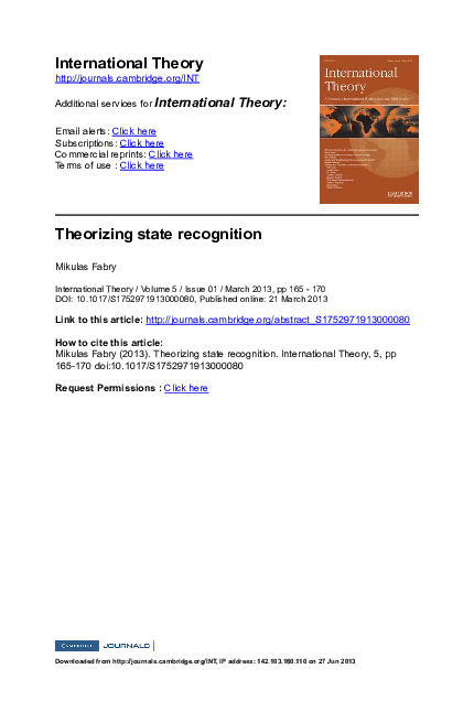 (PDF) Theorizing state recognition