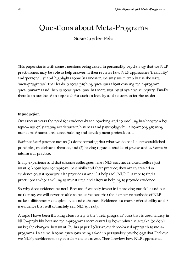(PDF) Questions about Meta-Programs