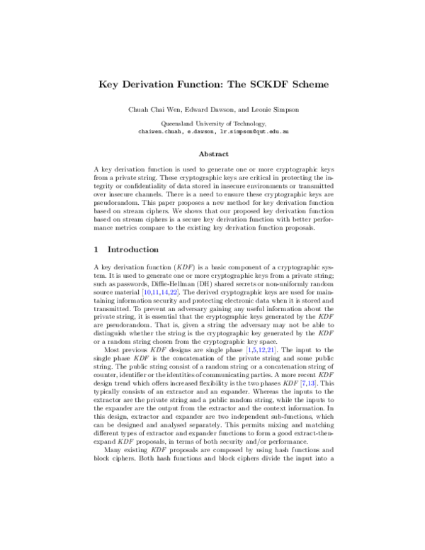 (PDF) Key Derivation Function - The SCKDF Scheme