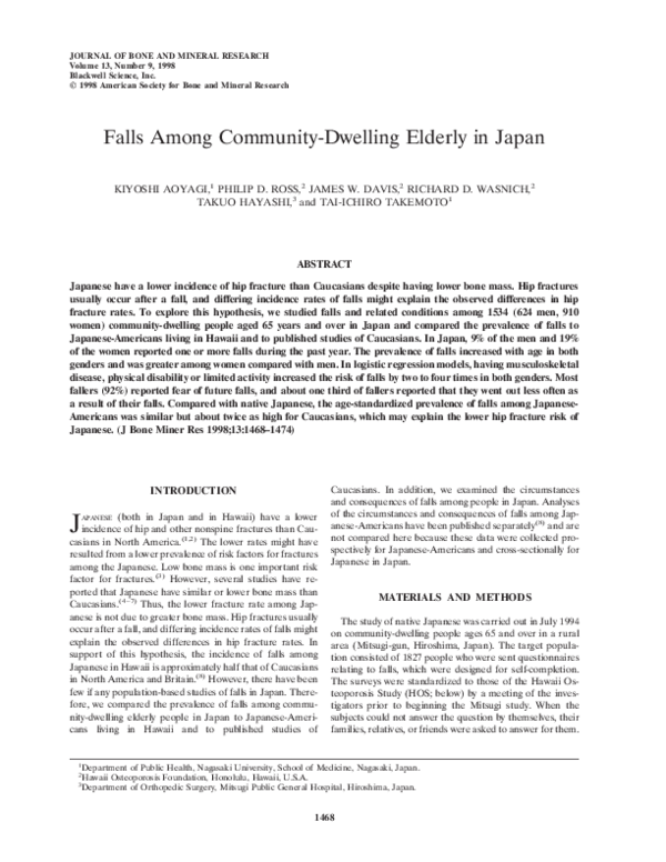 (PDF) Falls Among Community-Dwelling Elderly in Japan