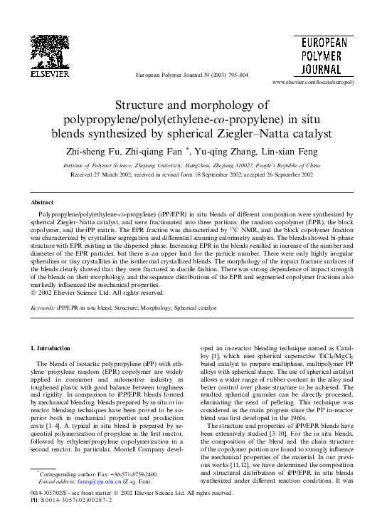 (PDF) Structure and morphology of polypropylene/poly(ethylene-co ...