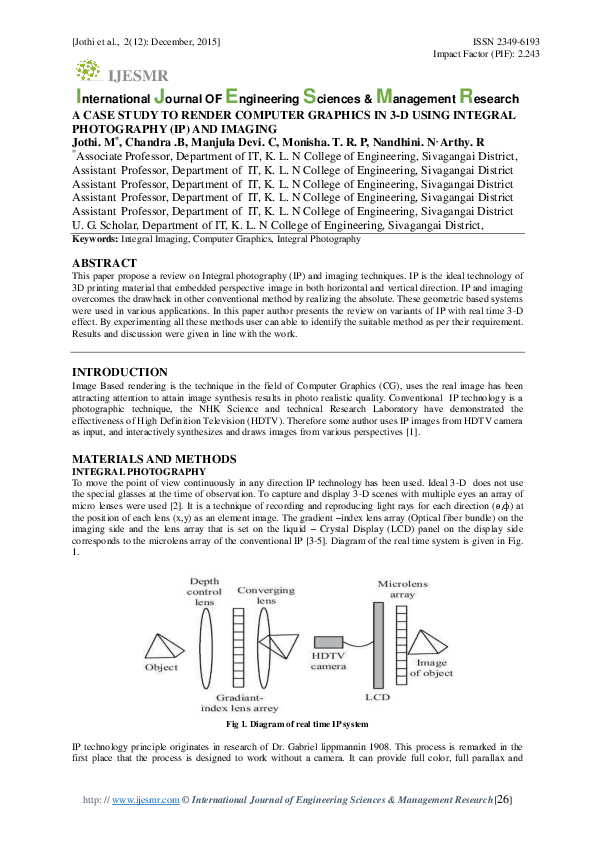 (PDF) A CASE STUDY TO RENDER COMPUTER GRAPHICS IN 3-D USING INTEGRAL ...