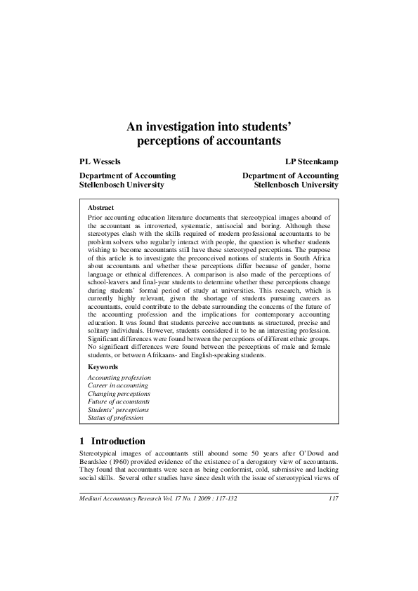 (PDF) An investigation into students’ perceptions of accountants