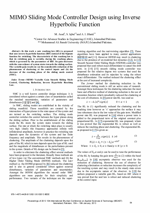 (PDF) MIMO sliding mode controller design using inverse hyperbolic function