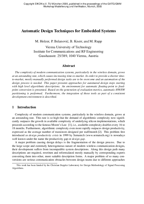 (PDF) Automated Design for Embedded Communication Systems