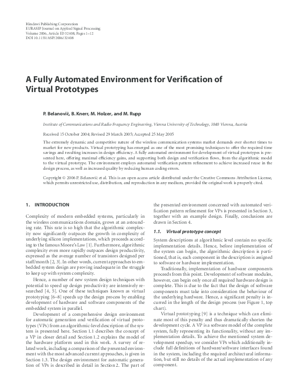 Pdf A Fully Automated Environment For Verification Of Virtual Prototypes Markus Rupp