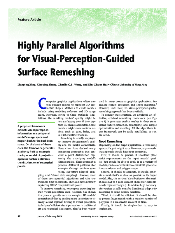 (PDF) Highly Parallel Algorithms for Visual Perception Guided Surface Remeshing