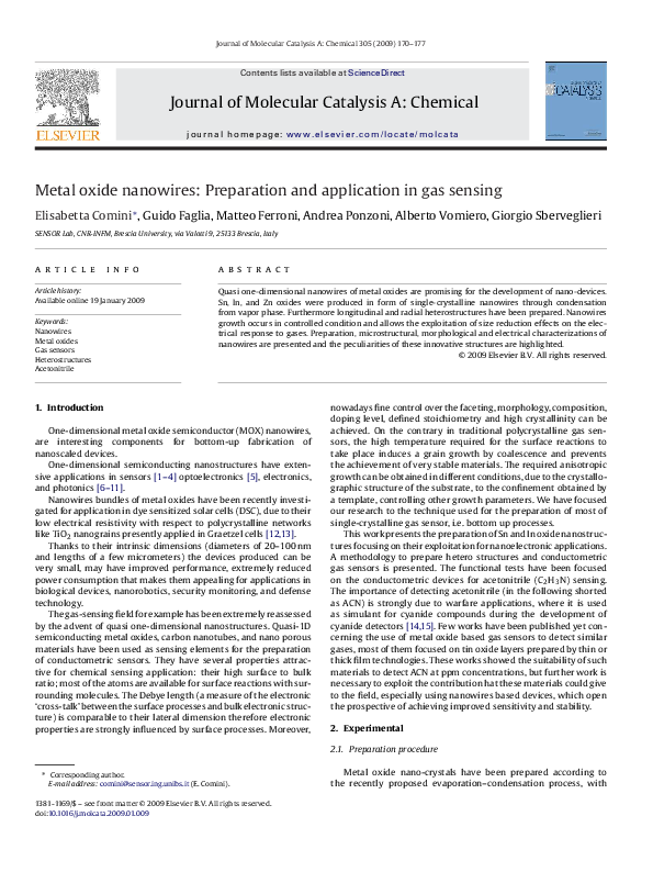 (PDF) Metal oxide nanowires: Preparation and application in gas sensing ...