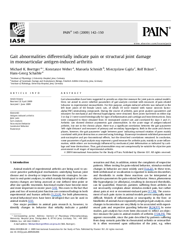 (PDF) Gait abnormalities differentially indicate pain or structural ...