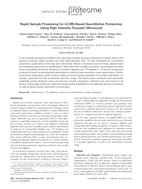 (PDF) Rapid Sample Processing for LC-MS-Based Quantitative Proteomics Using High Intensity ...