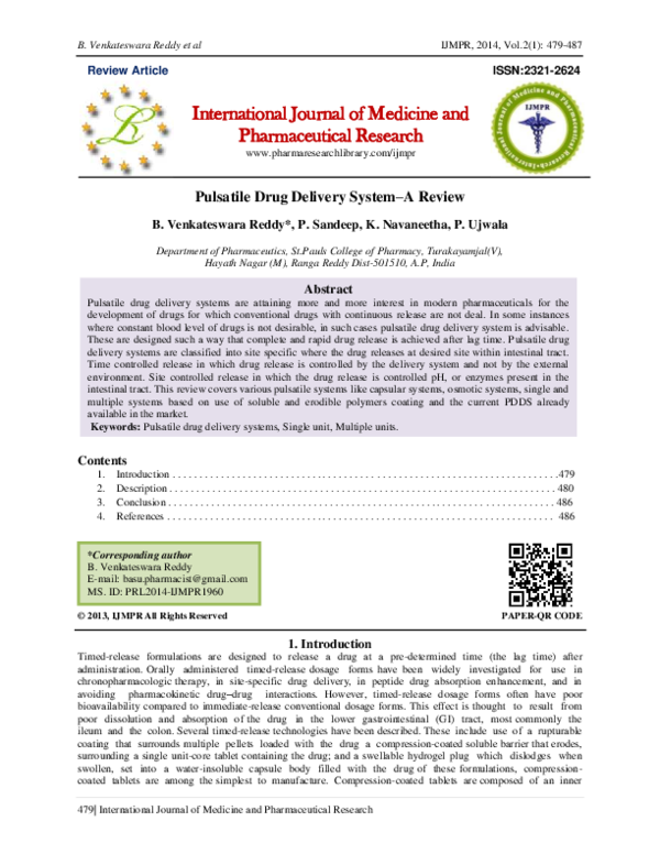 Pulsatile Drug Delivery System A Review