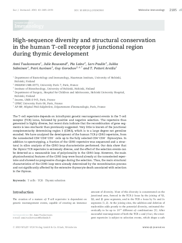 (PDF) High-sequence diversity and structural conservation in the human ...