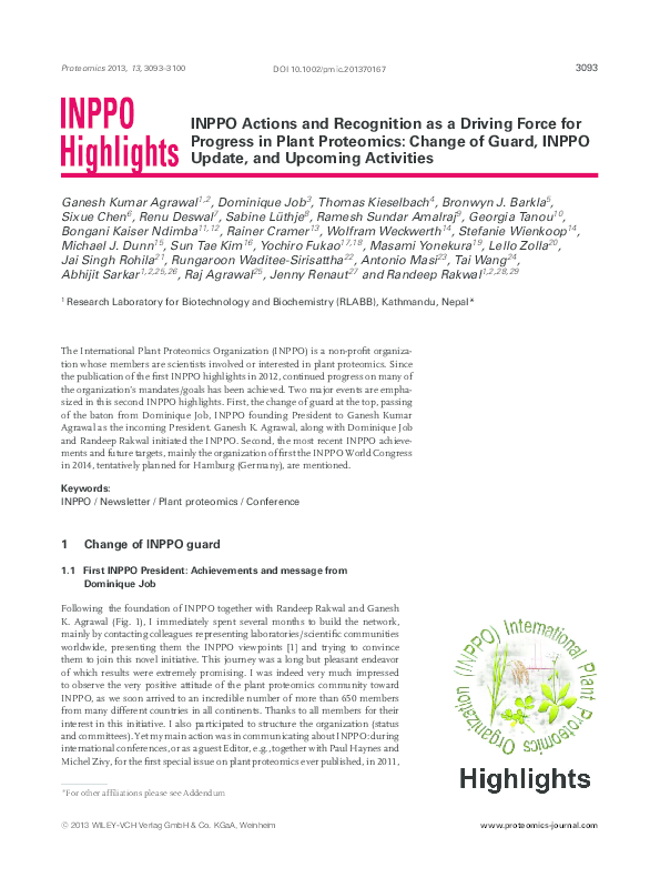 (PDF) INPPO Actions and Recognition as a Driving Force for Progress in ...