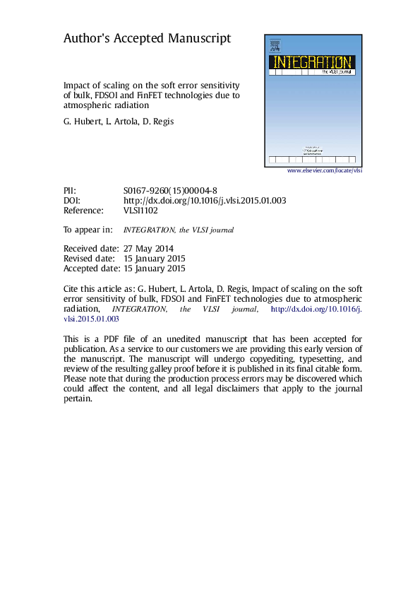 Pdf Impact Of Scaling On The Soft Error Sensitivity Of Bulk Fdsoi And Finfet Technologies Due