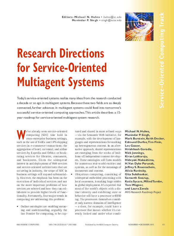 (PDF) Research Directions for Service-Oriented Multiagent Systems
