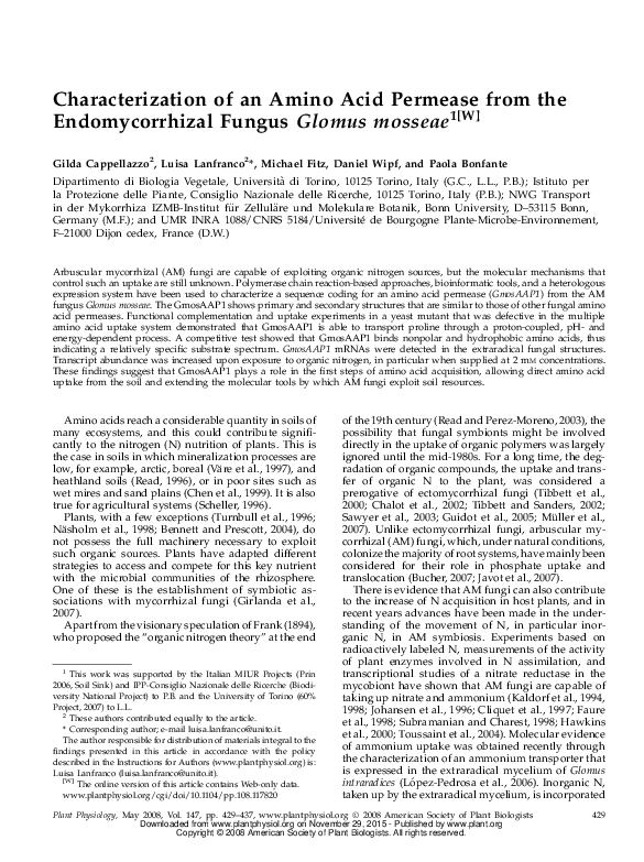 (PDF) Characterization of an Amino Acid Permease from the ...