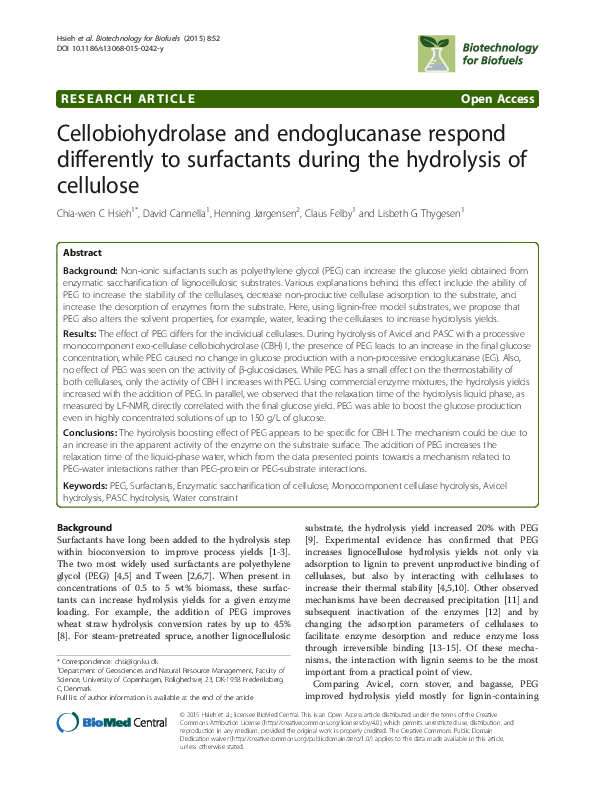 (PDF) Cellobiohydrolase and endoglucanase respond differently to ...