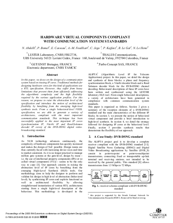 (PDF) Hardware Virtual Components Compliant with Communication System Standards