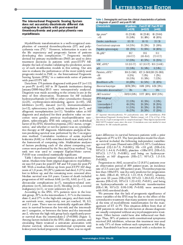 (PDF) The International Prognostic Scoring System does not accurately discriminate different ...