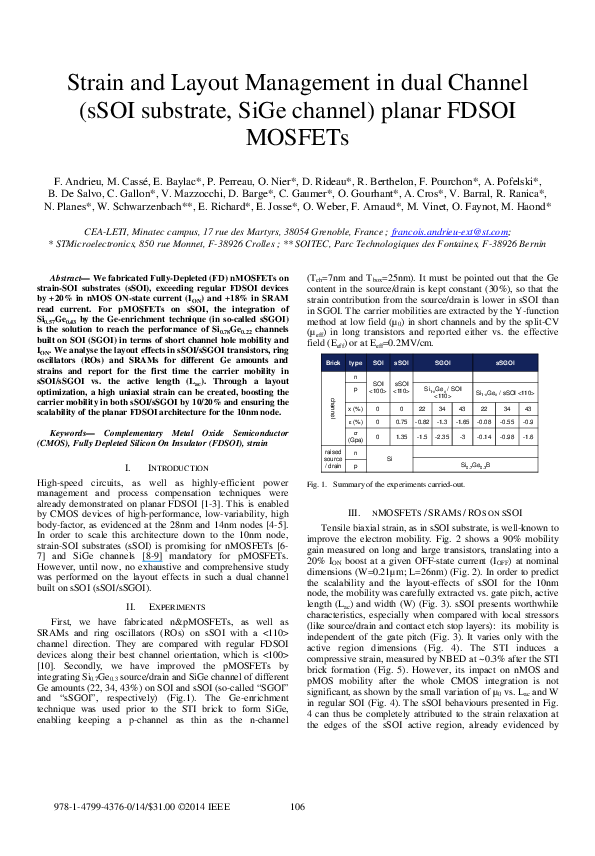 (PDF) Strain and layout management in dual channel (sSOI substrate ...