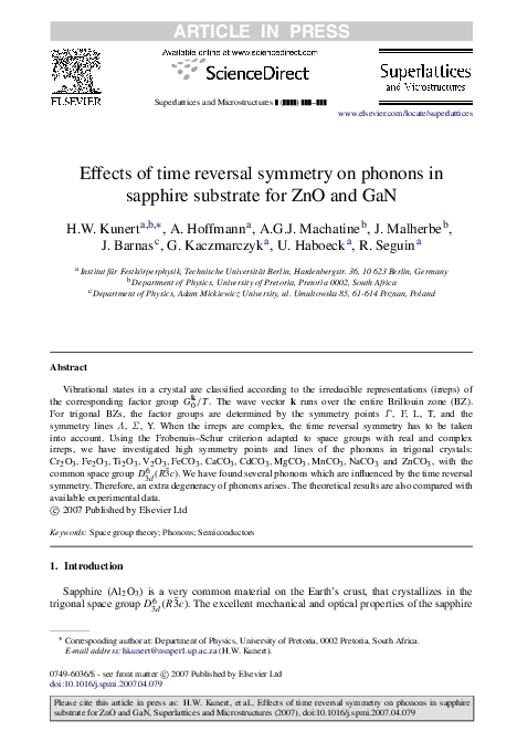 (PDF) Effects of time reversal symmetry on phonons in sapphire ...