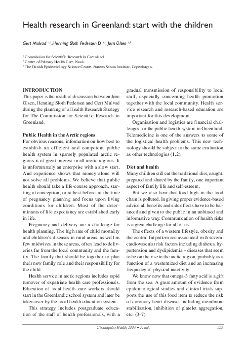 (PDF) Health research in Greenland: start with the children