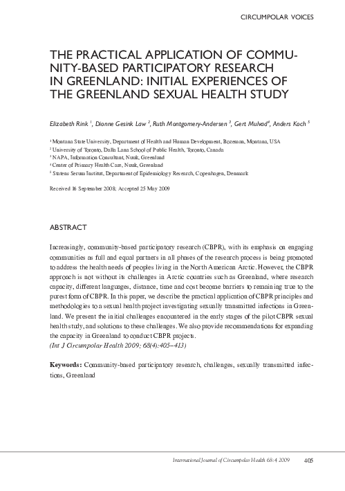 (PDF) The practical application of community-based participatory ...