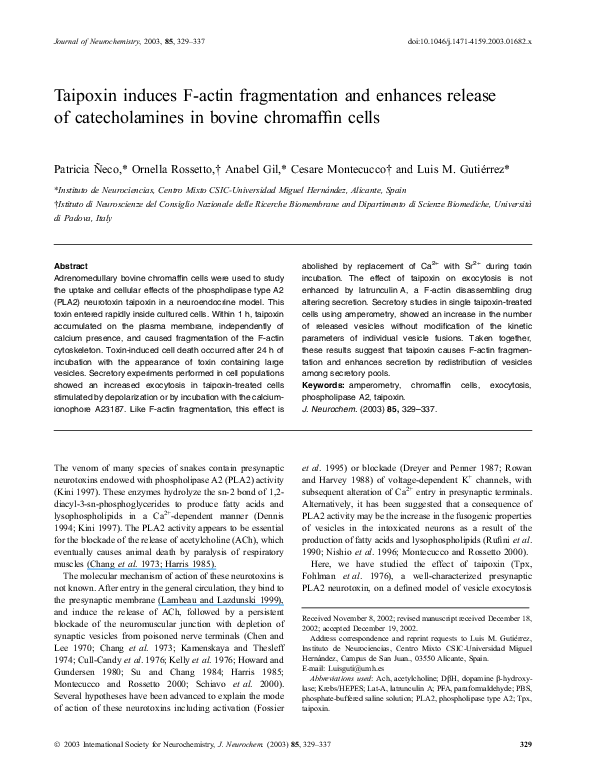 (PDF) Taipoxin induces F-actin fragmentation and enhances release of ...