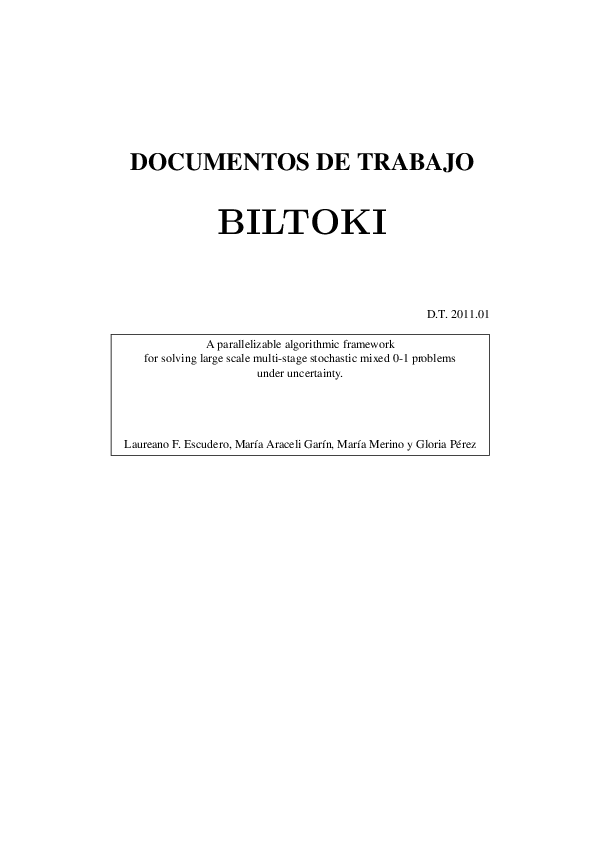 Pdf A Parallelizable Algorithmic Framework For Solving Large Scale Multi Stage Stochastic