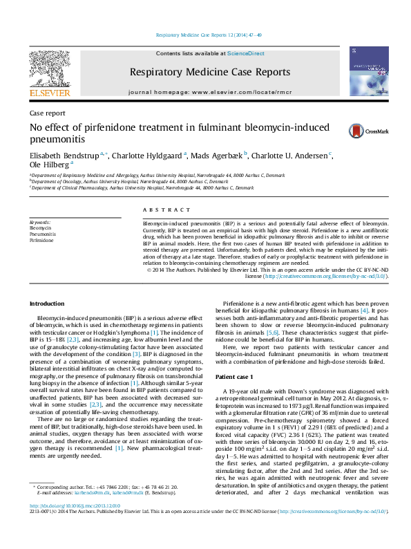 (PDF) No effect of pirfenidone treatment in fulminant bleomycin-induced pneumonitis