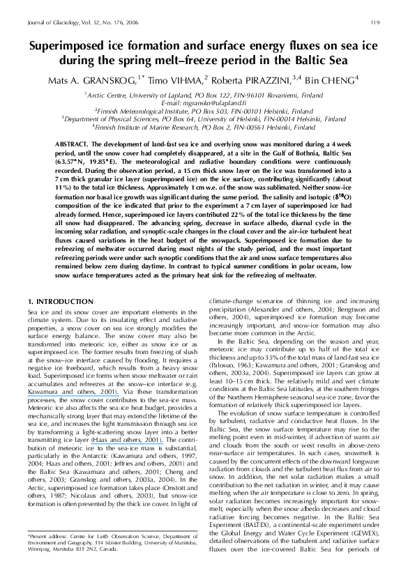 (PDF) Superimposed ice formation and surface energy fluxes on sea ice ...