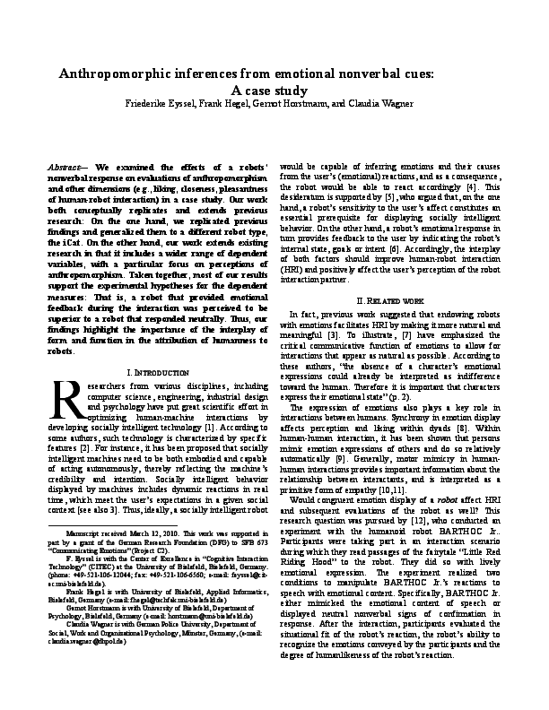 (PDF) Anthropomorphic inferences from emotional nonverbal cues: A case ...