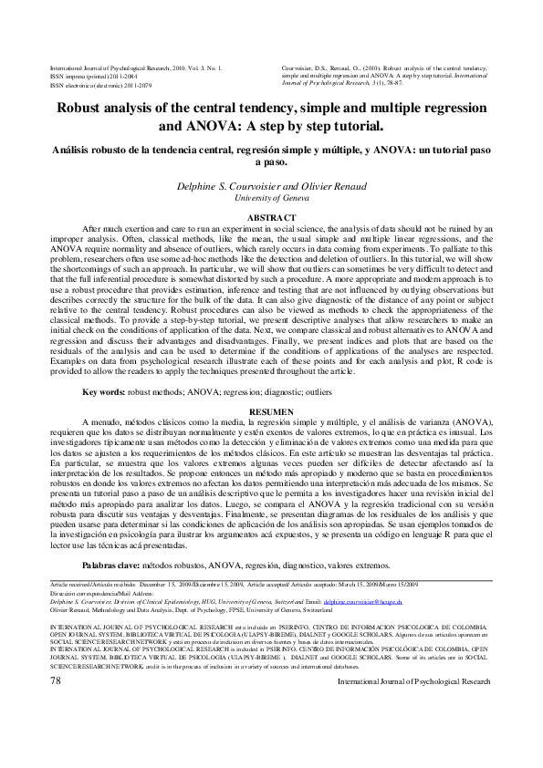 (PDF) Robust analysis of the central tendency, simple and multiple ...