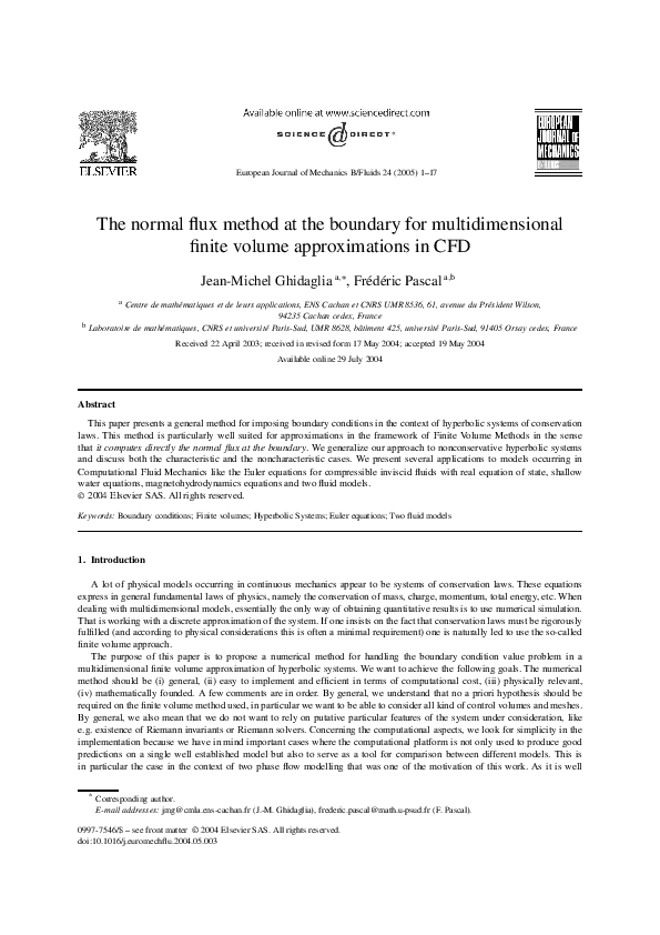 (PDF) The normal flux method at the boundary for multidimensional finite volume approximations ...