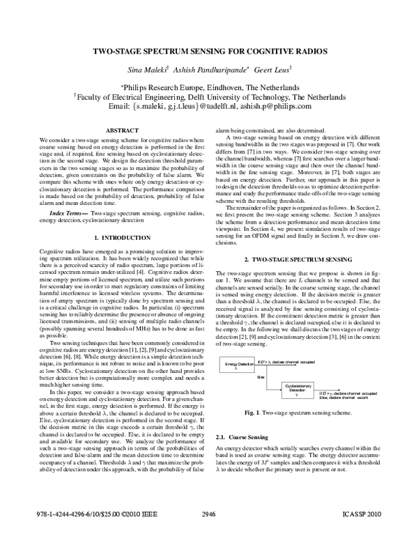 Pdf Optimizing Two Stage Spectrum Sensing In Radios