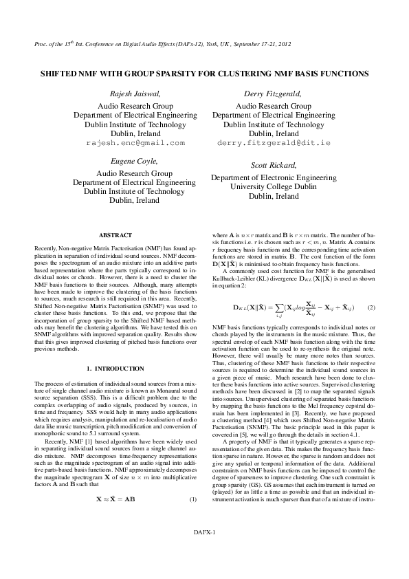 (PDF) Shifted NMF with Group Sparsity for Clustering NMF Basis Functions