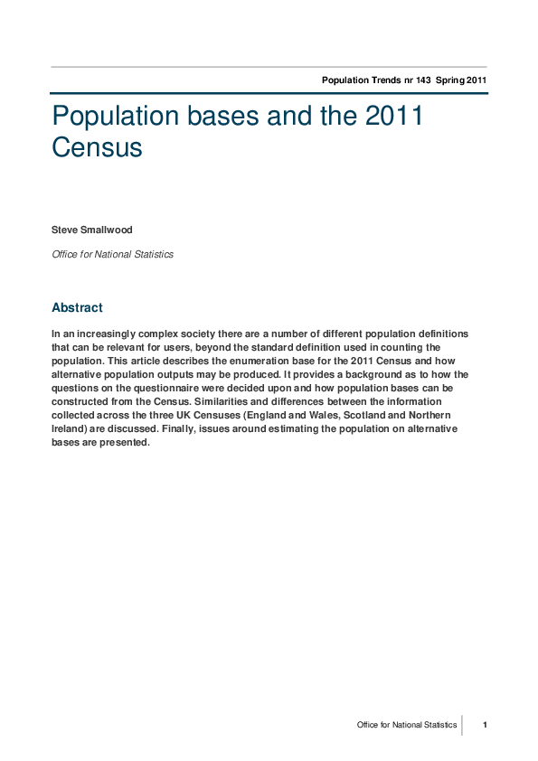 (PDF) Population bases and the 2011 Census