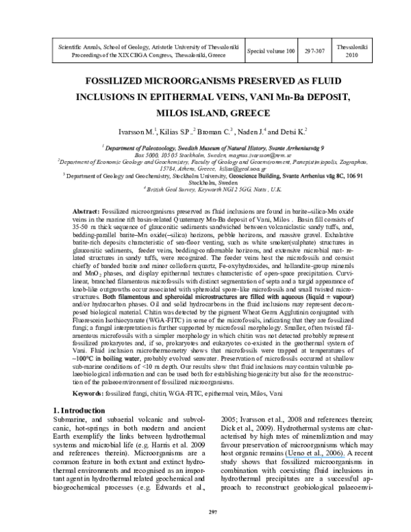 (PDF) Fossilized microorganisms preserved as fluid inclusions in ...
