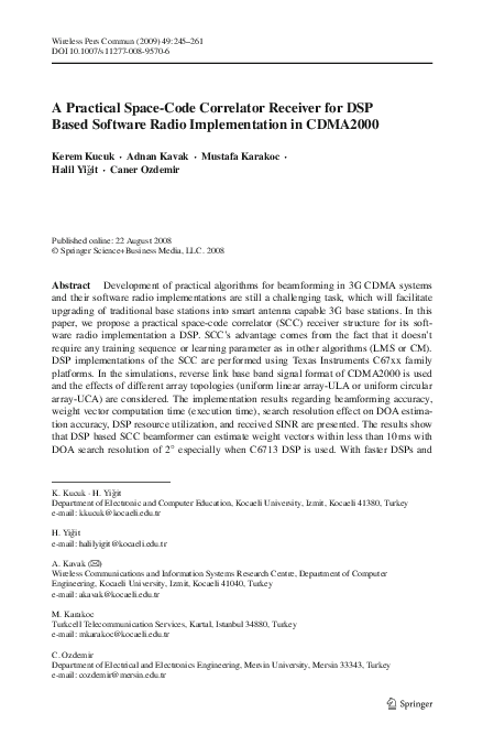 Pdf A Practical Space Code Correlator Receiver For Dsp Based Software