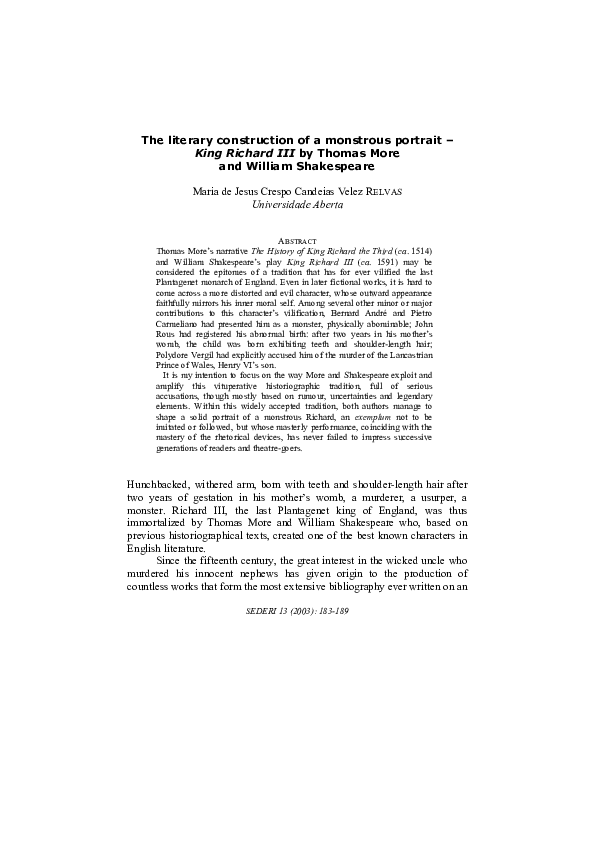 (PDF) María Jesús Relvas, “The literary construction of a monstruous ...