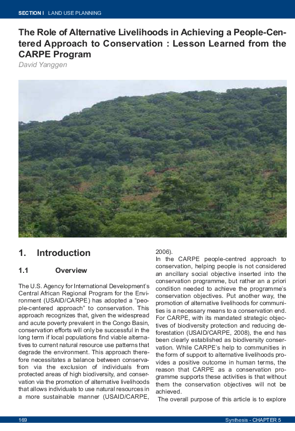 (PDF) THE ROLE OF ALTERNATIVE LIVELIHOODS IN ACHIEVING A PEOPLE ...