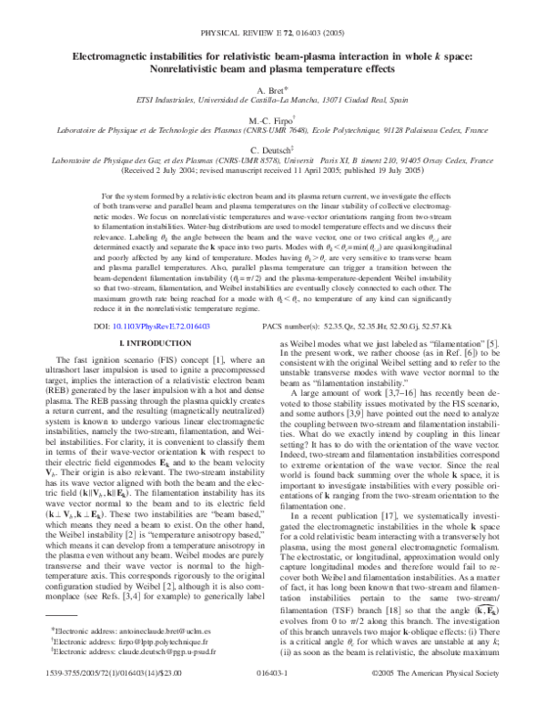 (PDF) Instabilities in Relativistic Beam-Plasma Interactions
