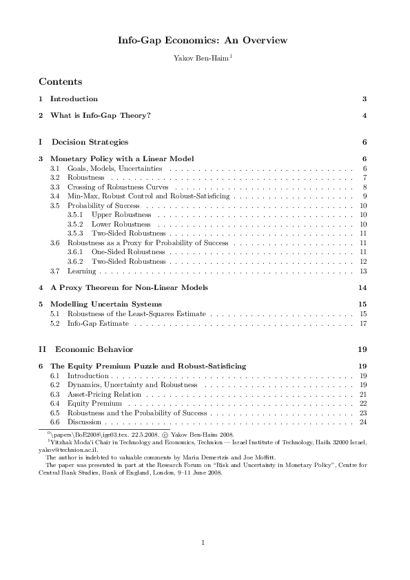 (PDF) Info-Gap Economics: An Overview