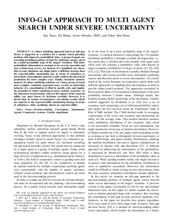 (PDF) Info-Gap Approach to Multiagent Search Under Severe Uncertainty